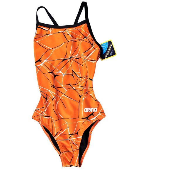 Arena | Swim | Arena One Piece Swimsuit Girls Junior 3 Orange Racer ...